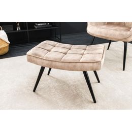 Riess Ambiente Moderner Hocker SCANDINAVIA champagner beige Samt schwarze Metallbeine Fu&szlig;hocker Riess-Ambiente