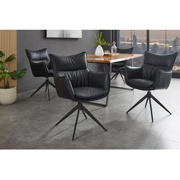 Riess Ambiente Drehbarer Design Stuhl VOGUE schwarz Kunstleder Metall 360&deg; mit Armlehne Riess-Ambiente Esszimmerstuhl K&uuml;chenstuhl Modern & Design