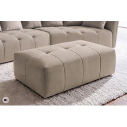 Riess Ambiente Moderner Hocker ROYAL 120cm greige Veloursstoff Federkern Sitzhocker Riess-Ambiente