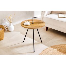 Riess Ambiente Handgearbeiteter Beistelltisch SIMPLY CLEVER 60cm natur Mangoholz mit Griff Riess-Ambiente rund