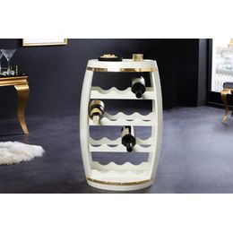Riess Ambiente Design Weinfass BODEGA WHITE 65cm wei&szlig; gold Pinie Flaschenregal 14 Flaschen Riess-Ambiente Modern & Design