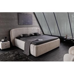 Riess Ambiente Modernes Boxbett ART DECO 160x200cm greige Boucl&eacute; mit Stauraum und Lattenrost Riess-Ambiente