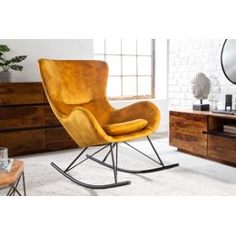 Riess Ambiente Design Schaukelstuhl SCANDINAVIA SWING senfgelb Samt Sessel Polsterstuhl Riess-Ambiente Scandinavisch