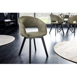 Riess Ambiente Design Stuhl NORDIC STAR gr&uuml;n Strukturstoff Massivholz schwarz mit Armlehne gepolstert Riess-Ambiente Esszimmerstuhl K&uuml;chenstuhl Scandinavisch