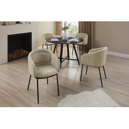 Riess Ambiente Stilvoller Design Stuhl FLORENZ beige braun Strukturstoff schwarz Metall mit Armlehne Polsterstuhl Riess-Ambiente Esszimmerstuhl K&uuml;chenstuhl Modern...