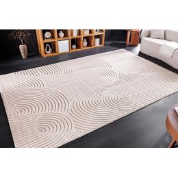 Riess Ambiente 3D strukturierter Flor Teppich ART DECO 350x230cm beige creme Hoch-Tief-Effekt Riess-Ambiente rechteckig Modern & Design