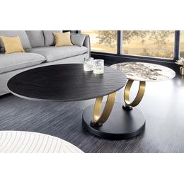 Riess Ambiente Design Couchtisch DANCING RINGS schwarz rund drehbar Pandora Keramik schwarz Metall Riess-Ambiente Sofatisch Wohnzimmertisch S&auml;ulentisch Modern &...