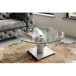 Riess Ambiente Maritimer Couchtisch OCEAN M 60cm silber antik rund Schiffsschraube Glasplatte Riess-Ambiente Sofatisch Wohnzimmertisch