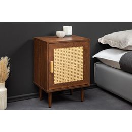 Riess Ambiente Design Nachttisch VIENNA 60cm braun Wiener Geflecht Beistelltisch mit Stauraum Riess-Ambiente Modern & Design
