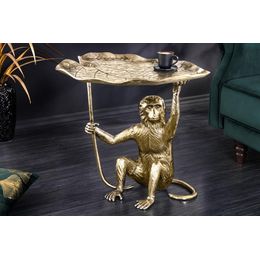 Riess Ambiente Design Beistelltisch WILDLIFE MONKEY 60cm gold antik Metall handmade Riess-Ambiente Modern & Design