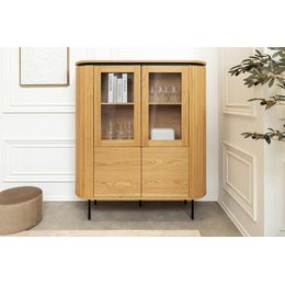 Riess Ambiente Modernes Highboard ATELIER 140cm natur Eiche schwarz Metall sechs F&auml;cher Riess-Ambiente