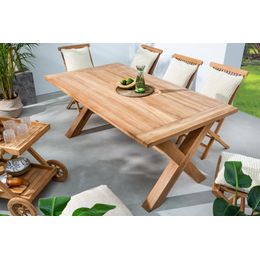Riess Ambiente Wetterfester Gartentisch EMPIRE TEAK 180cm Teak Massivholz Outdoor Esstisch Riess-Ambiente X-Gestell Modern & Design