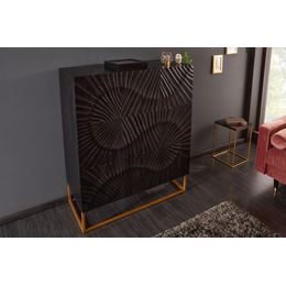 Riess Ambiente Massives Highboard SCORPION 120cm schwarz Mangoholz aufwendige 3D Schnitzereien Riess-Ambiente Modern & Design
