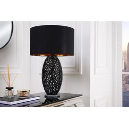 Riess Ambiente Design Tischlampe ABSTRACT LEAF schwarz Metall Marmorfu&szlig; handmade Riess-Ambiente Modern & Design