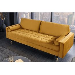 Riess Ambiente Design 3-Sitzer Sofa COZY VELVET 220cm senfgelb Samt Federkern Riess-Ambiente Wohnzimmer Modern & Design