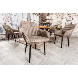 Riess Ambiente Edler Armlehnen Stuhl TURIN vintage taupe mit Ziersteppung Polsterstuhl Riess-Ambiente Esszimmerstuhl K&uuml;chenstuhl