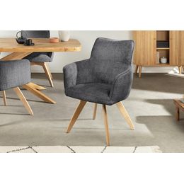 Riess Ambiente Drehbarer Stuhl ASGARD grau Chenille Cremona mit Taschenfederkern und Armlehne Polsterstuhl Riess-Ambiente Esszimmerstuhl K&uuml;chenstuhl Modern & Design