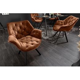 Riess Ambiente Drehbarer Stuhl THE DUTCH COMFORT rost braun Samt mit Armlehnen Modern Design Polsterstuhl Riess-Ambiente Esszimmerstuhl K&uuml;chenstuhl