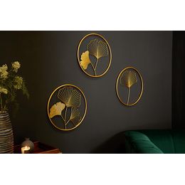 Riess Ambiente Elegante Wanddeko 3er Set GINKGO 40cm gold in filigraner Blattform Riess-Ambiente Modern & Design