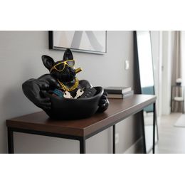 Riess Ambiente Deko-Figur BULLDOG 35cm schwarz handmade Schale mit Ablagefach Riess-Ambiente Modern & Design