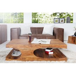 Riess Ambiente Design Couchtisch CUBUS 120cm braun Sheesham Massivholz stone finish mit Stauraum Riess-Ambiente Sofatisch Wohnzimmertisch rechteckig Modern & Design