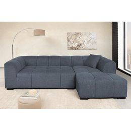 Riess Ambiente Modernes Ecksofa CITY 240cm blau Strukturstoff 3-Sitzer Couch inkl. Kissen Riess-Ambiente L-Form Wohnzimmer