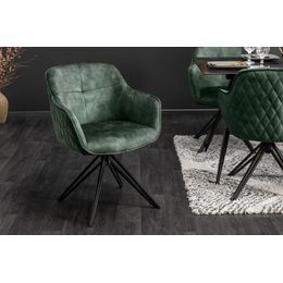 Riess Ambiente Drehbarer Design Stuhl EUPHORIA dunkelgr&uuml;n Samt mit Armlehne Metallgestell schwarz Polsterstuhl Riess-Ambiente Esszimmerstuhl K&uuml;chenstuhl Modern &...