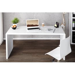 Riess Ambiente Design Schreibtisch FAST TRADE 140cm wei&szlig; Hochglanz B&uuml;rotisch Riess-Ambiente Modern & Design