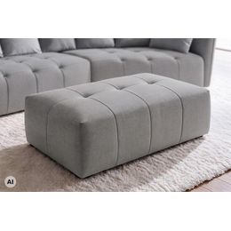 Riess Ambiente Moderner Hocker ROYAL 120cm grau Veloursstoff Federkern Sitzhocker Riess-Ambiente
