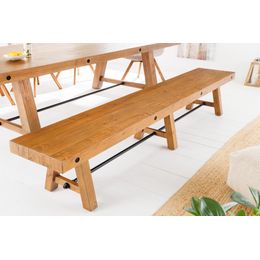 Riess Ambiente Industrial Sitzbank FINCA 240cm vintage braun recyceltes Pinienholz Eisen Riess-Ambiente
