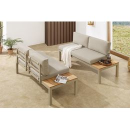 Riess Ambiente Modulare Garten Sitzgruppe ORLANDO LOUNGE 240cm champagner greige Aluminium wetterfest inkl. Kissen Riess-Ambiente Modern & Design