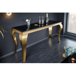 Riess Ambiente Eleganter Konsolentisch MODERN BAROCK 145cm schwarz gold Opalglas Edelstahlbeine Riess-Ambiente rechteckig