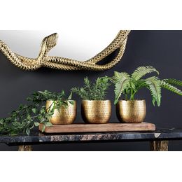 Riess Ambiente 3er Set Schalen ORIENT 45cm gold mit Tablett massives Mangoholz Dekoration handmade Riess-Ambiente rund Modern & Design