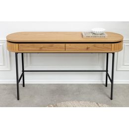 Riess Ambiente Moderner Konsolentisch ATELIER 120cm natur Eiche schwarz mit Schublade Riess-Ambiente oval