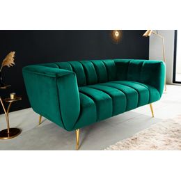 Riess Ambiente Design 2-Sitzer Sofa NOBLESSE 165cm smaragdgr&uuml;n Samt Federkern goldene Metallf&uuml;&szlig;e Riess-Ambiente Wohnzimmer Modern & Design