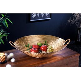 Riess Ambiente Handgearbeitete Deko Schale ORIENT 55cm gold Metall Hammerschlag Design Riess-Ambiente rund Modern & Design