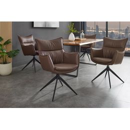 Riess Ambiente Drehbarer Design Stuhl VOGUE brandy braun Kunstleder schwarz Metall 360&deg; mit Armlehne Riess-Ambiente Esszimmerstuhl K&uuml;chenstuhl Modern & Design