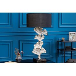 Riess Ambiente Design Tischlampe GINKGO 70cm schwarz Stoffschirm silber Metall handmade Marmor-Fu&szlig; Riess-Ambiente Modern & Design