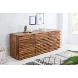 Riess Ambiente Massivholz Sideboard RELIEF 160cm braun Sheesham stone finish Kommode mit Schubladen Riess-Ambiente Modern & Design