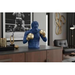 Riess Ambiente Einzigartige Statue BOXER 50cm blau gold handmade Skulptur Deko-Figur Riess-Ambiente Modern & Design