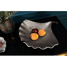 Riess Ambiente Dekorative Schale GINKGO 45cm silber handmade Metall Riess-Ambiente Modern & Design