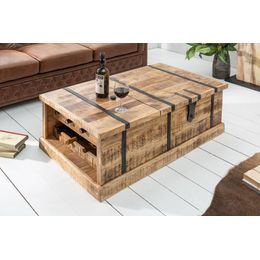 Riess Ambiente Massivholz Couchtisch BODEGA 100cm Mangoholz Hausbar Truhe mit Stauraum Riess-Ambiente Sofatisch Wohnzimmertisch rechteckig Modern & Design