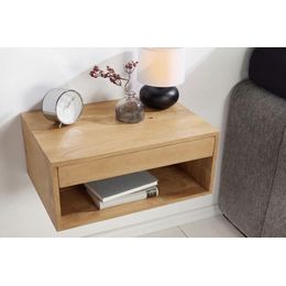 Riess Ambiente H&auml;ngender Nachttisch PURE 50cm natur Mangoholz cream finish Wandregal Schublade Riess-Ambiente