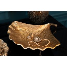 Riess Ambiente Dekorative Schale GINKGO 35cm gold handmade Metall Riess-Ambiente Modern & Design