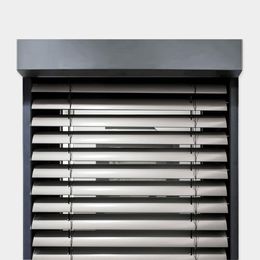 Raffstore Wei&szlig;aluminium &auml;hnlich RAL 9006, Silber, Vorbau Au&szlig;enjalousie, Modell eckig 90&deg;, 800 x 800 mm, nach Ma&szlig;