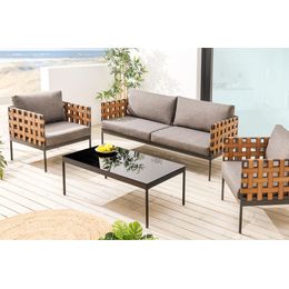 Riess Ambiente In- und Outdoor Lounge-Sessel UNIQUE 70cm schwarz braun grau Aluminium inkl. Kissen Riess-Ambiente Modern & Design