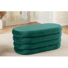 Riess Ambiente Extravagante Polsterbank VOGUE 85cm gr&uuml;n Samt Sitzbank mit Stauraum Riess-Ambiente Modern & Design