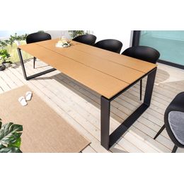 Riess Ambiente Moderner Gartentisch FLOATING 210cm natur schwarz Aluminium wetterfest Outdoor Esstisch Riess-Ambiente rechteckig