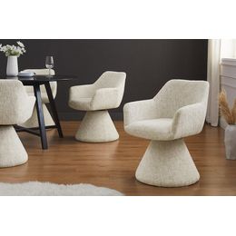 Riess Ambiente Drehbarer Stuhl AMBIENTO beige Chenille 180&deg; mit Auto-Return Polsterstuhl Riess-Ambiente Esszimmerstuhl K&uuml;chenstuhl Modern & Design