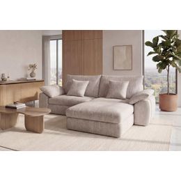 Riess Ambiente Stilvolles Sofa SOHO 225cm beige Chenille 3-Sitzer Couch mit Wellenunterfederung Riess-Ambiente Wohnzimmer Modern & Design